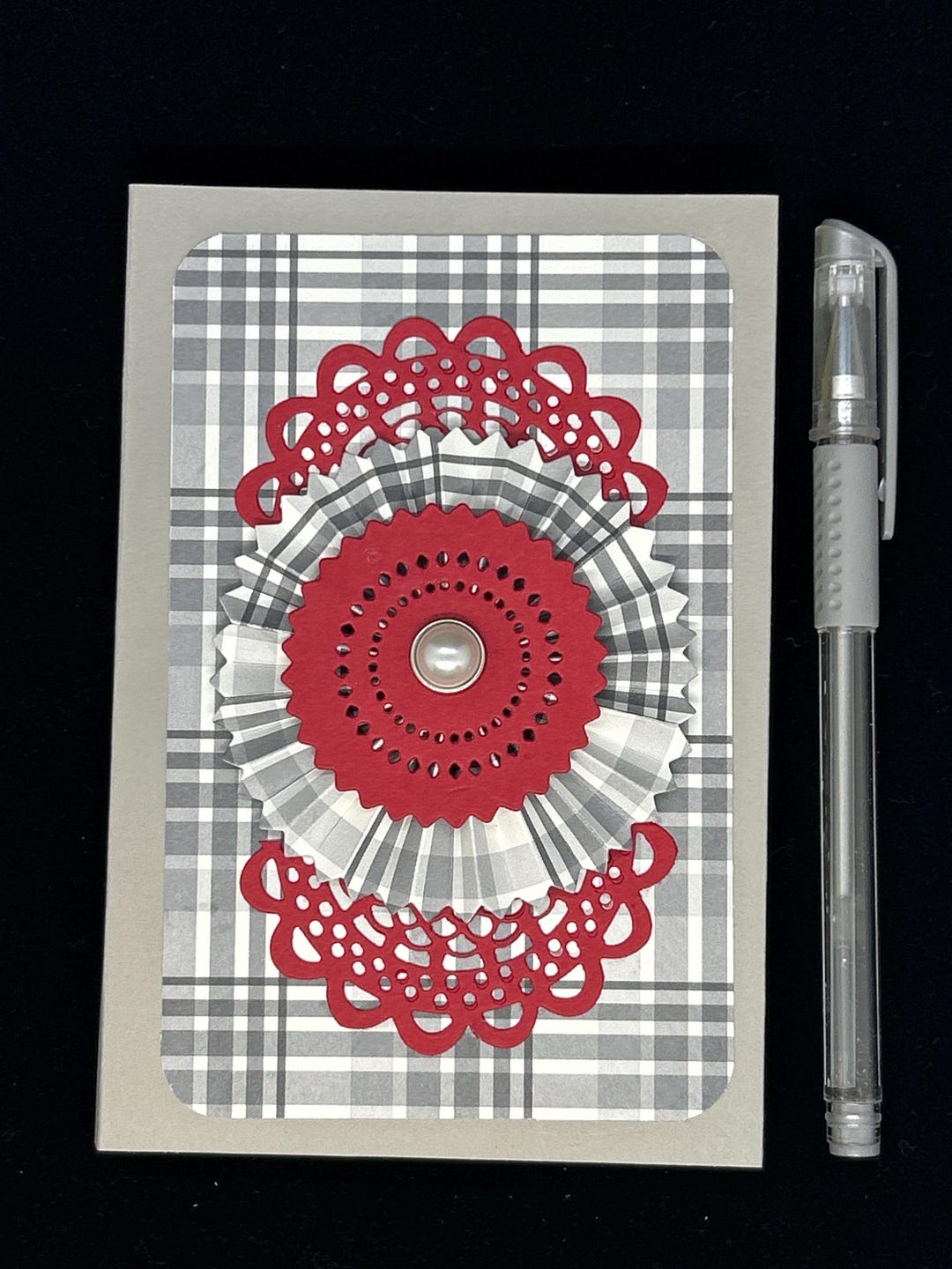Gray Plaid and Red Sticky Notes Notepad Holder ( 4x6 ) ,two Pockets and ...
