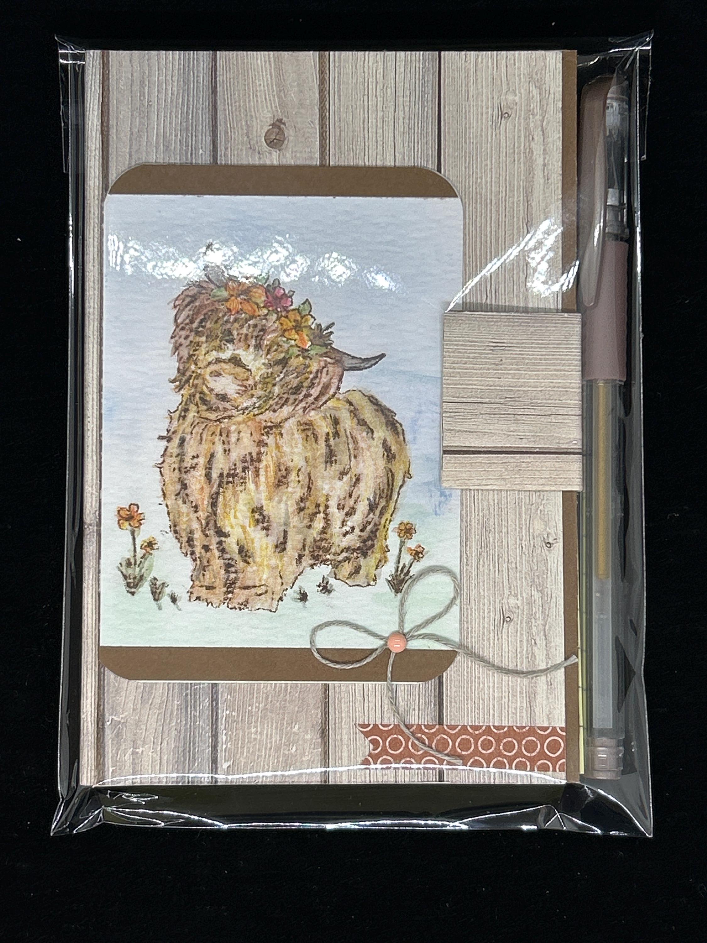 Highland Cow Sticky Notes Notepad Holder ( 4x6 ) ,two Pockets, Magnetic ...