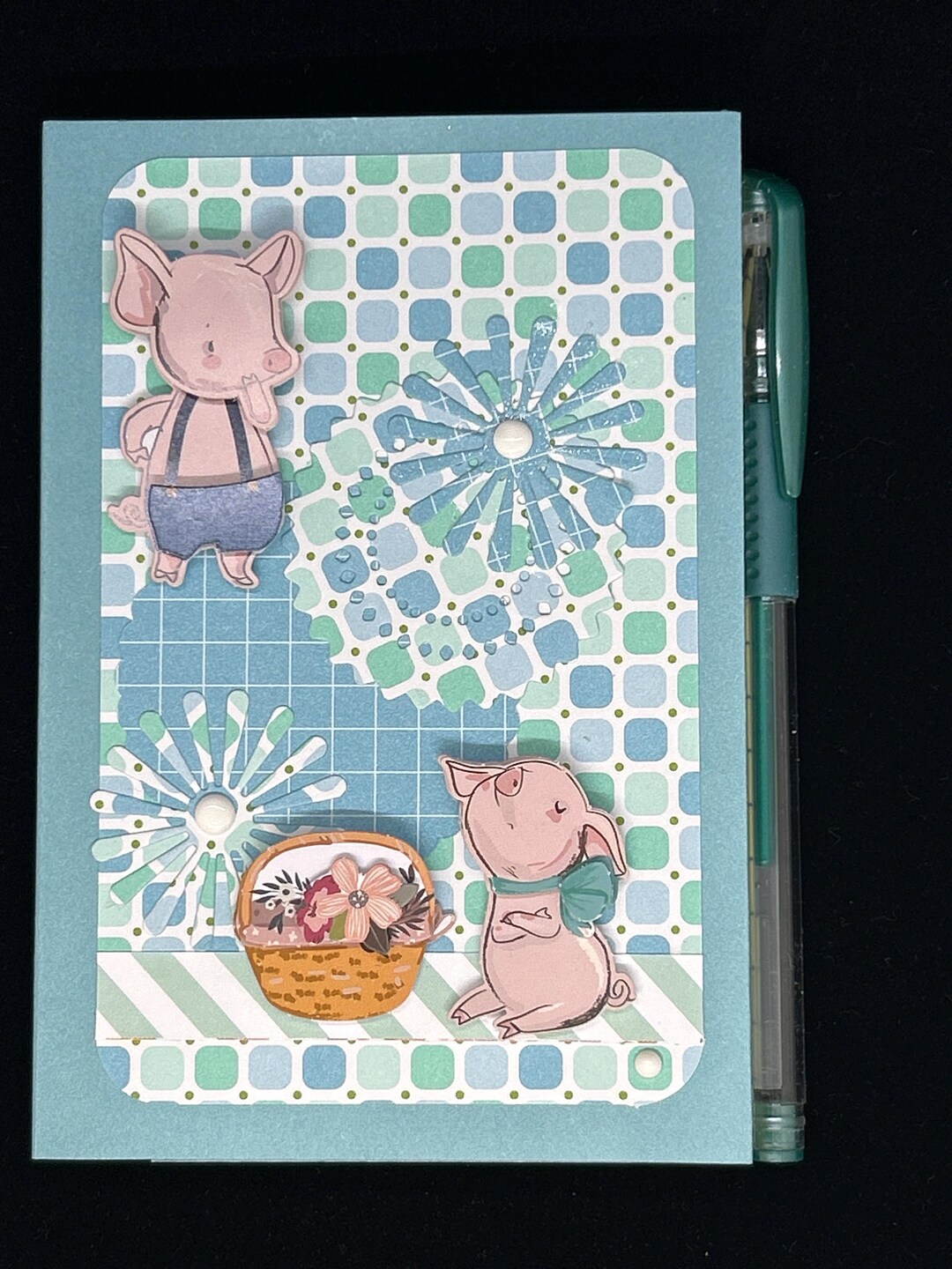 Cute Pigs and Flowers Sticky Notes Notepad Holder ( 4x6 ) ,two Pockets ...