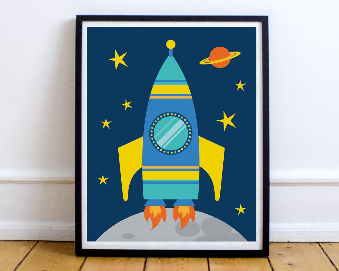 Rocket Printable Name Art, Digital Prints Rockets Space Custom Name ...