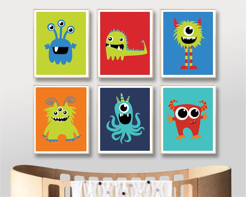 Monster Nursery Art, Cute Monster Nursery Printables, Downloadable ...