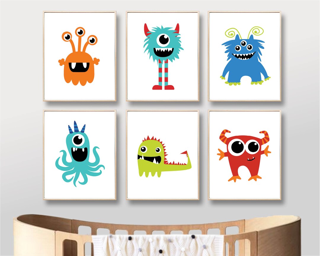Monster Nursery Art, Cute Monster Nursery Printables, Downloadable ...