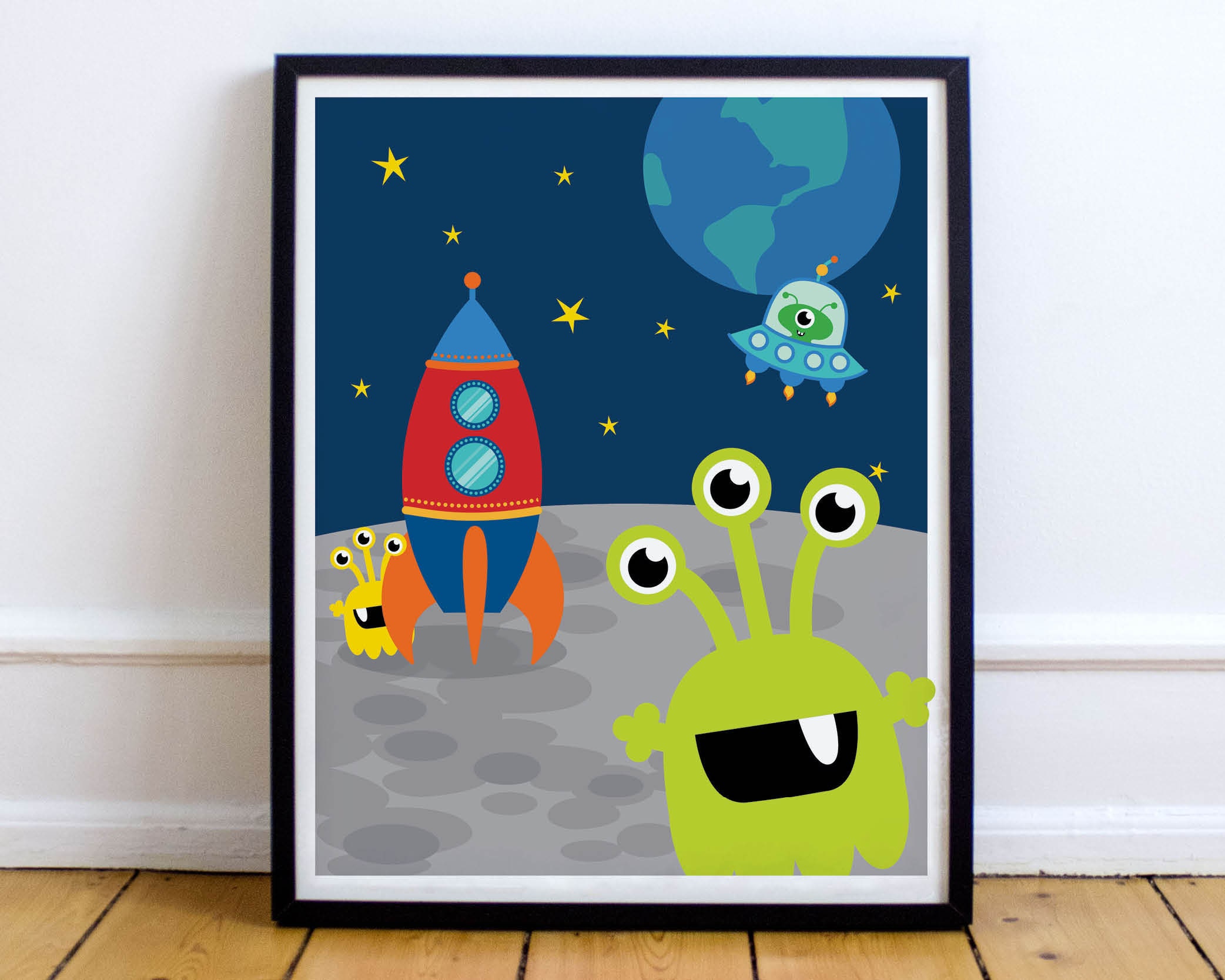 Rocket Printable Name Art Digital Prints Rockets Space Alien Custom ...