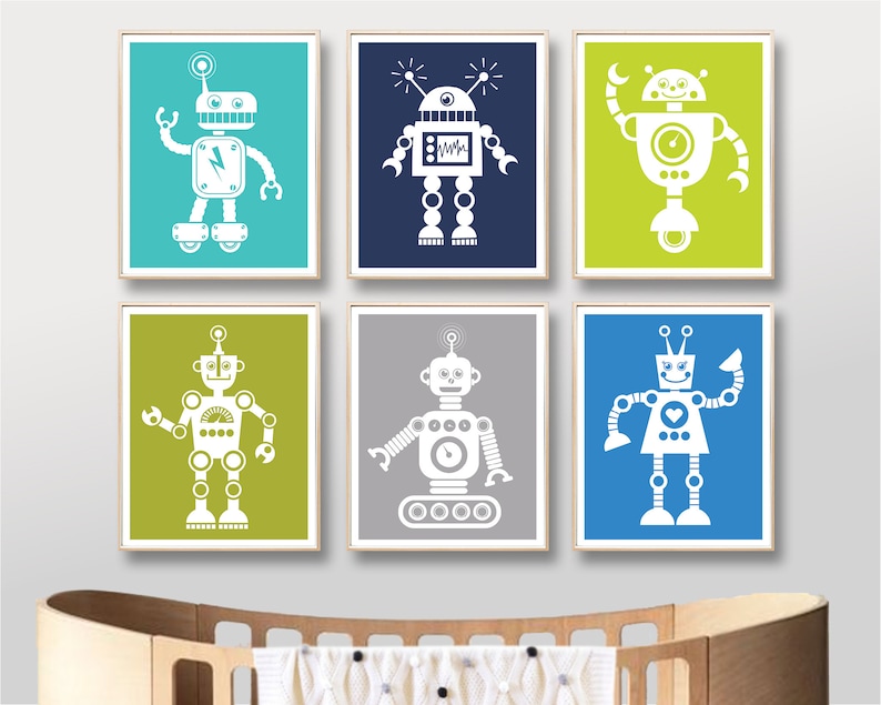 Robot Printable Art Robots Digital Printables Nursery Print | Etsy