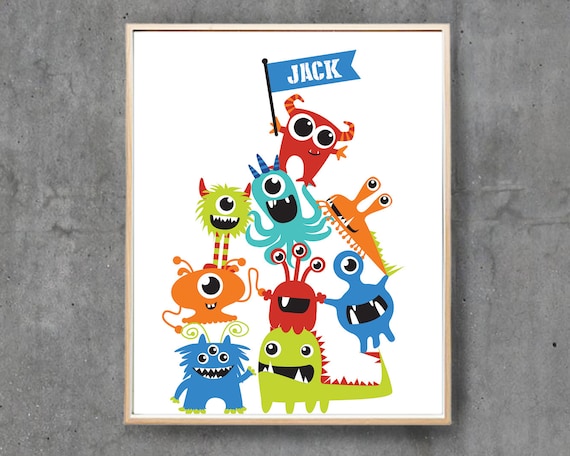 Custom Name Monster Printable Art Print Personalised Digital - Etsy