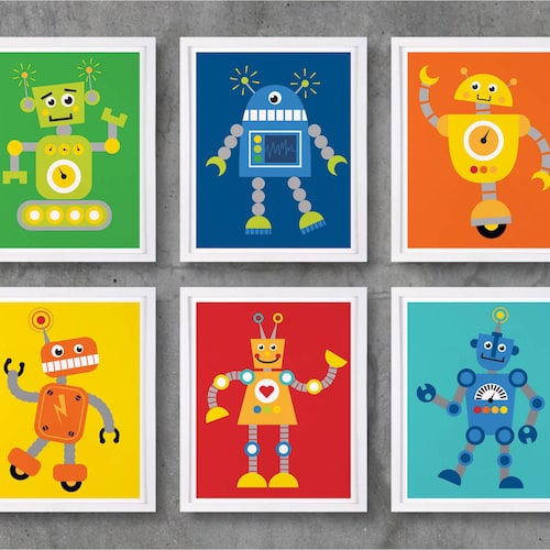 Robot Printable Art Robots Digital Printables Nursery Print - Etsy