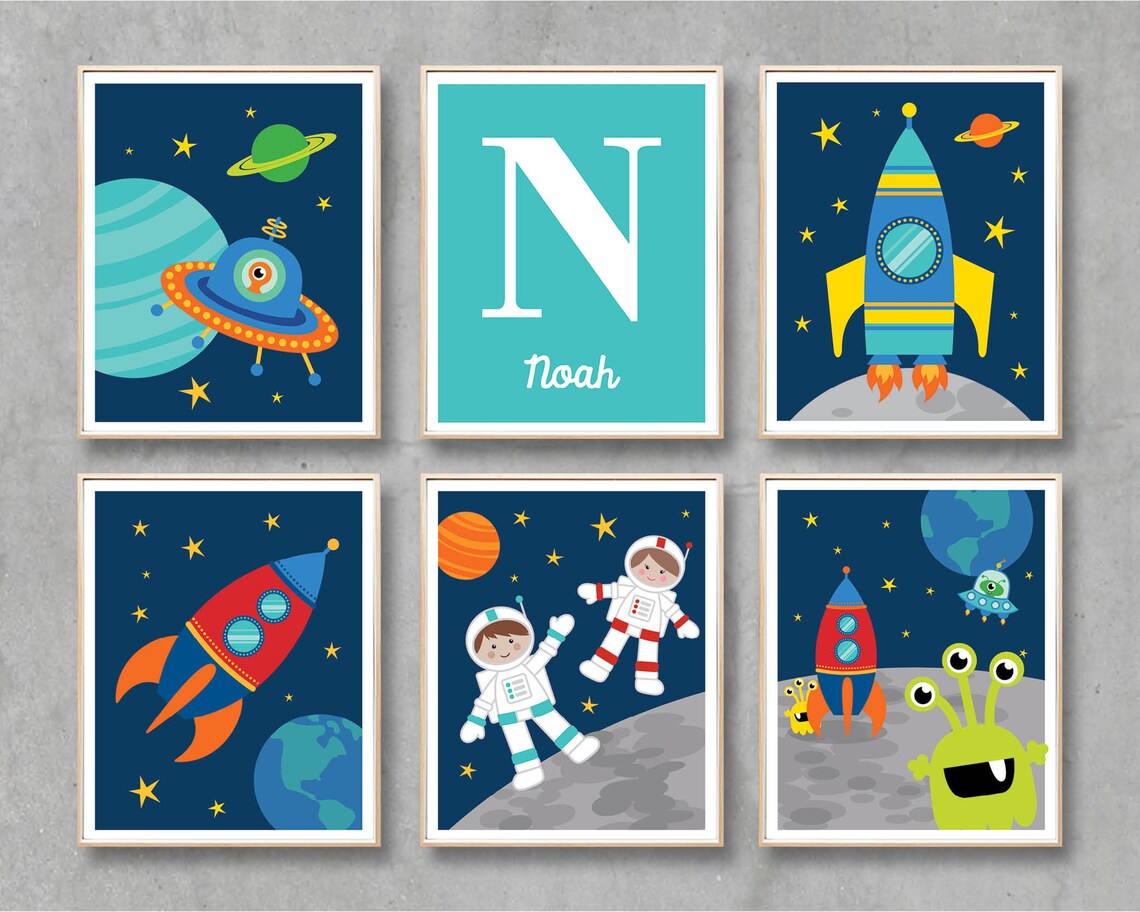 Rocket Printable Name Art Digital Prints Rockets Space Alien - Etsy