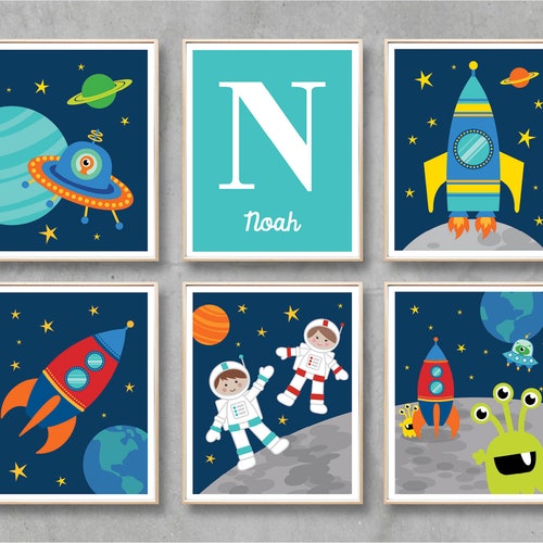 Rocket Printable Name Art Digital Prints Rockets Space Alien - Etsy