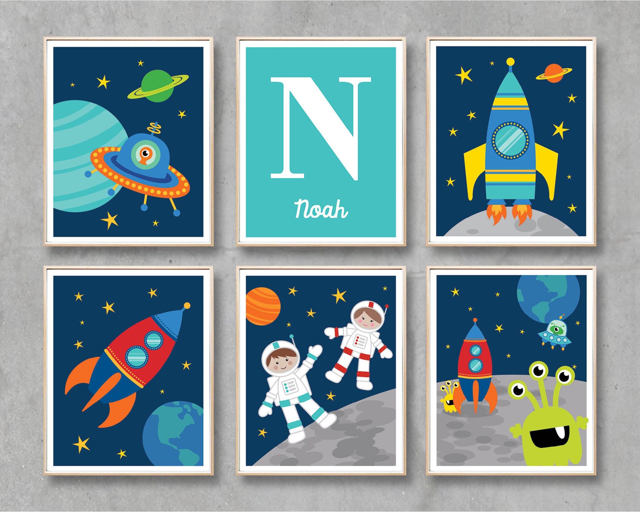 Rocket Printable Name Art Digital Prints Rockets Space Alien Custom ...