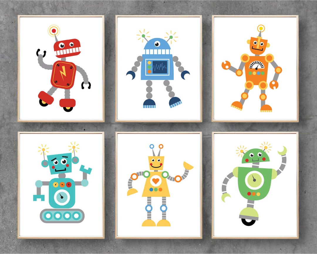 Robot Printable Art, Robots Digital Printables, Nursery Print ...