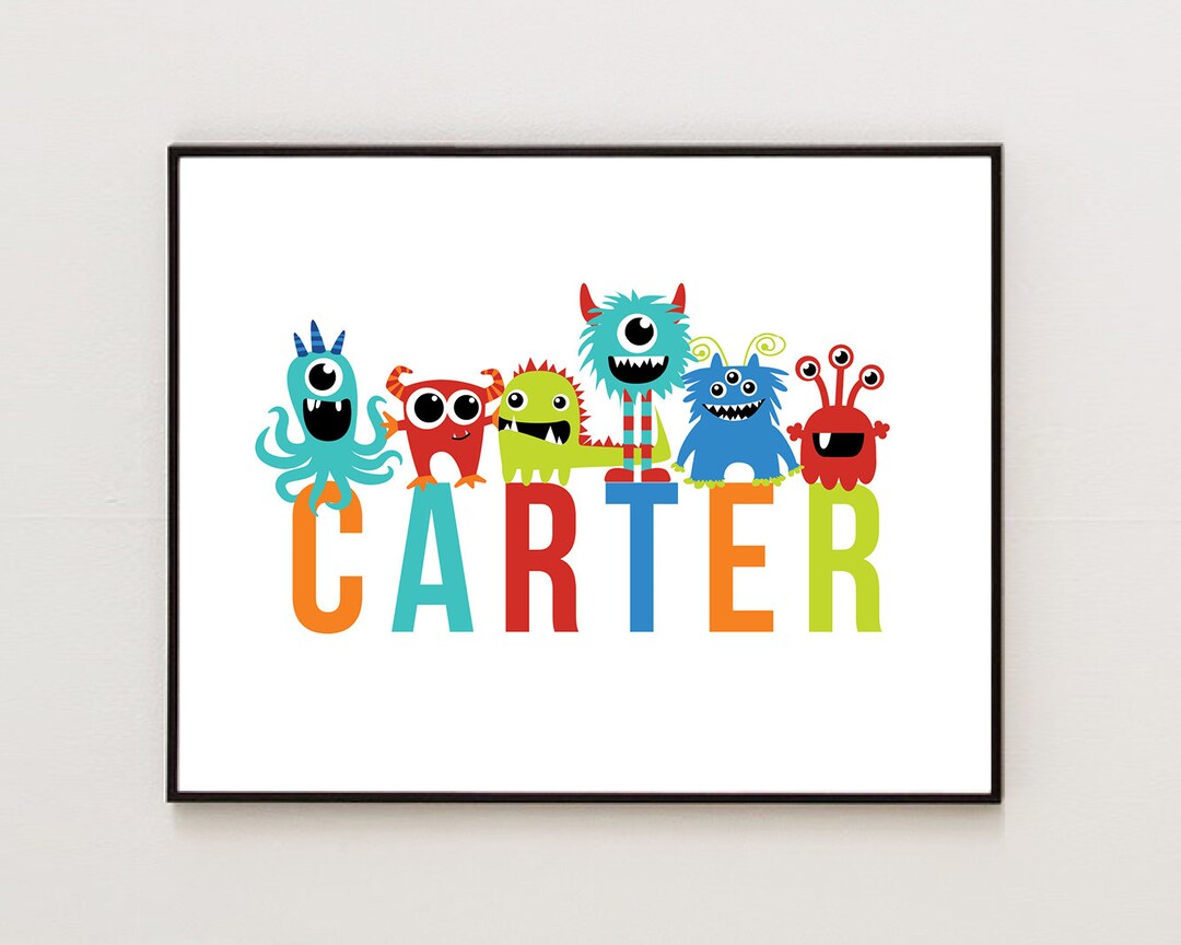 Custom Name Printable Art Print, Monster Personalised Digital Art ...