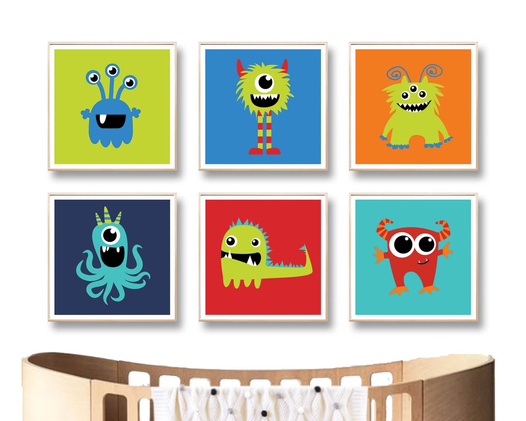 Monster Nursery Art, Cute Monster Nursery Printables, Square ...