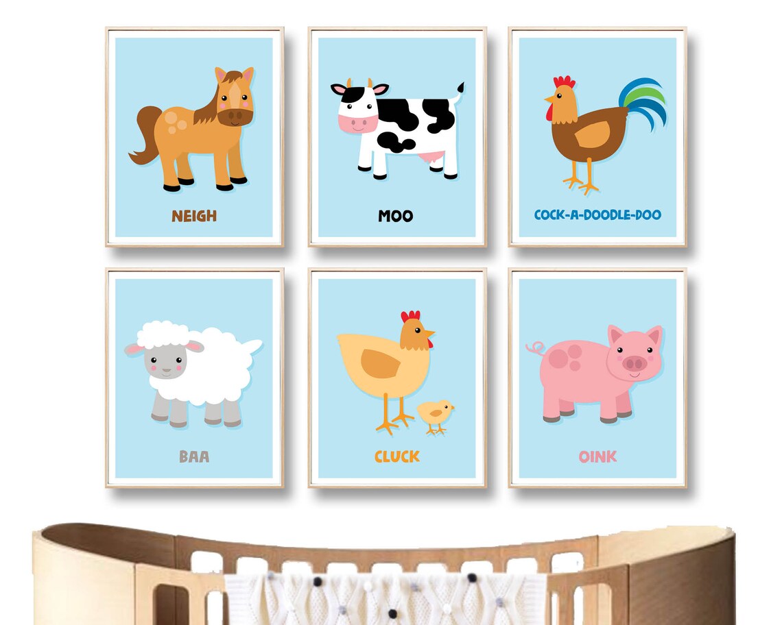 Farm Animal Printable Name Art Digital Prints Farmyard Sheep - Etsy