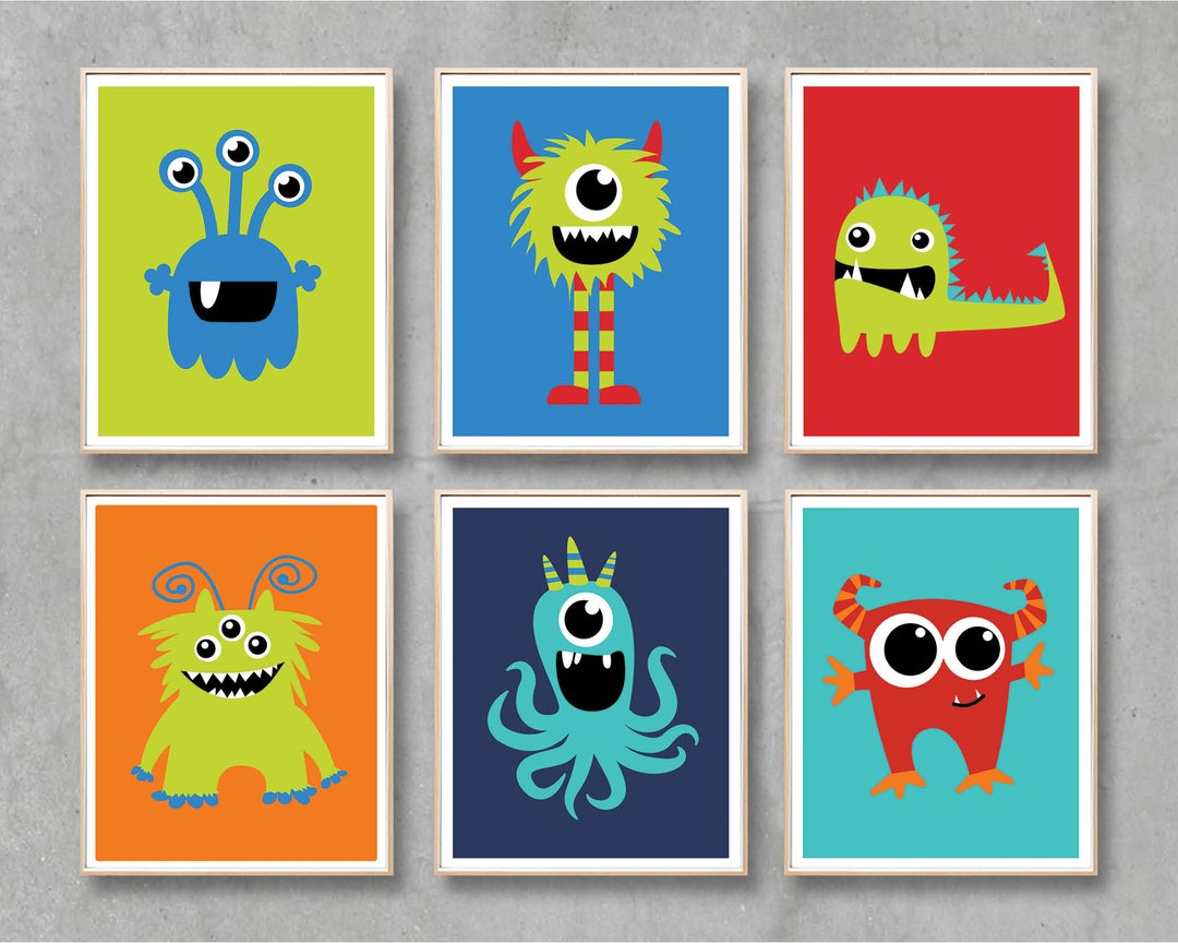 Monster Nursery Art, Cute Monster Nursery Printables, Downloadable ...
