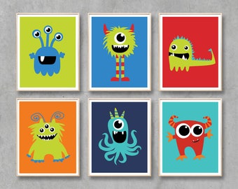 Monster Nursery Art, Cute Monster Nursery Printables, Square ...