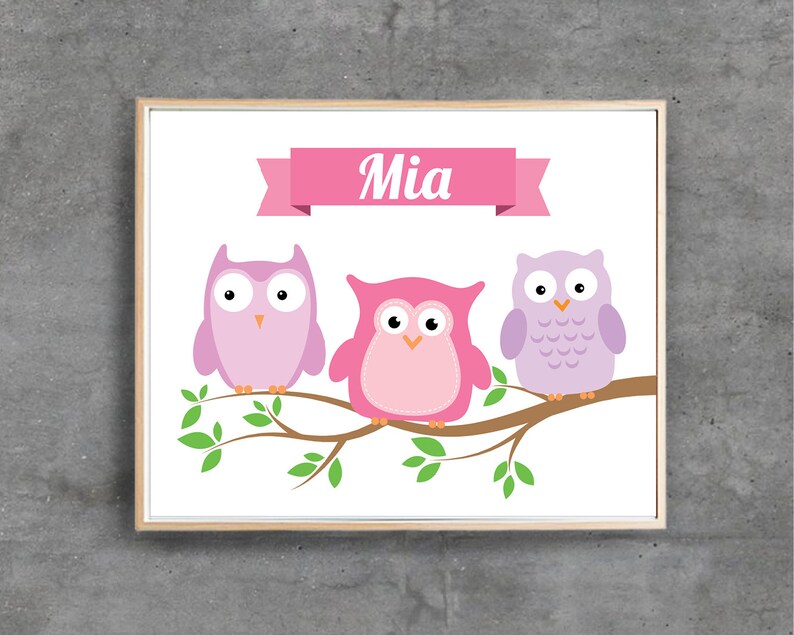 Custom Name Owl Printable Art Print Personalised Digital Art - Etsy