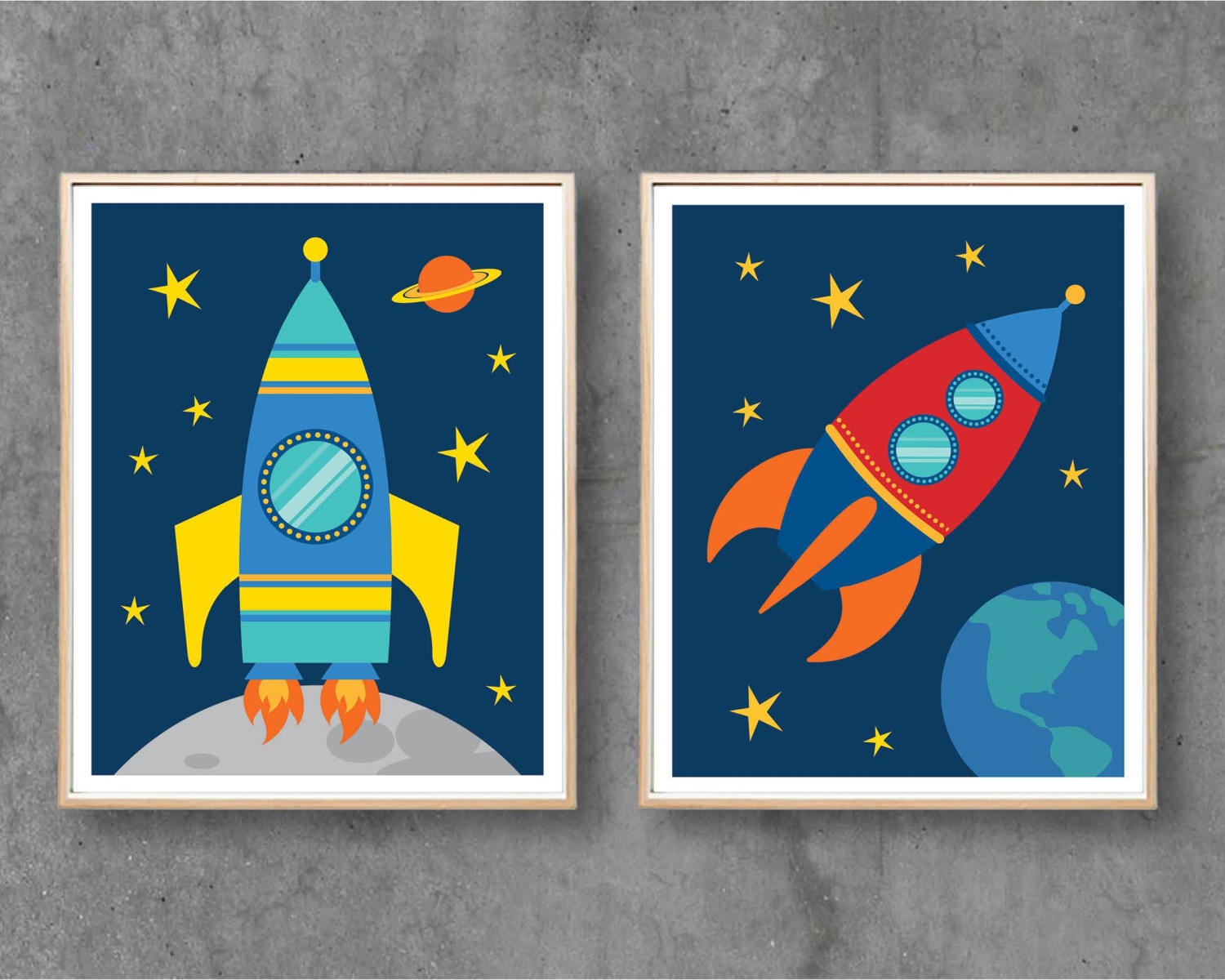 Rocket Printable Art, Space Rockets Digital Printables, Nursery Print ...