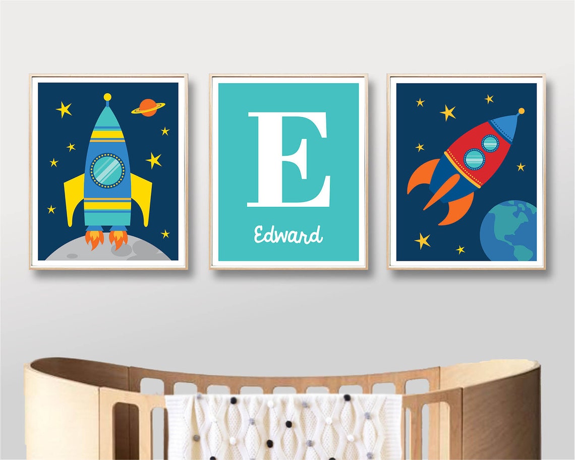 Rocket Printable Name Art, Digital Prints Rockets Space Custom Name ...