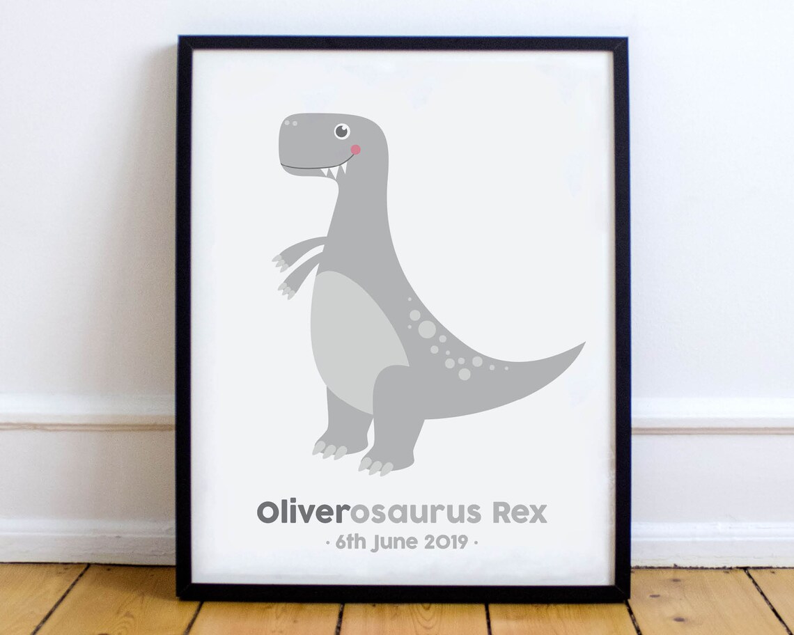 Dinosaur Printable Name Art Prints Dinosaurs Custom Name Nursery Art ...