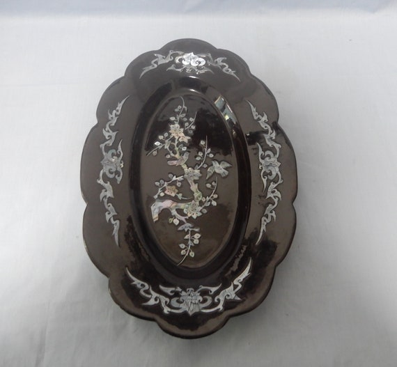 Chinese Antique Lacquer Plague Plate With Mother of Pearl - Etsy