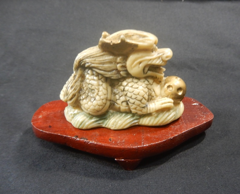 Antique Japanese Resin Netsuke Dragon Circa 1950s Retired - Etsy