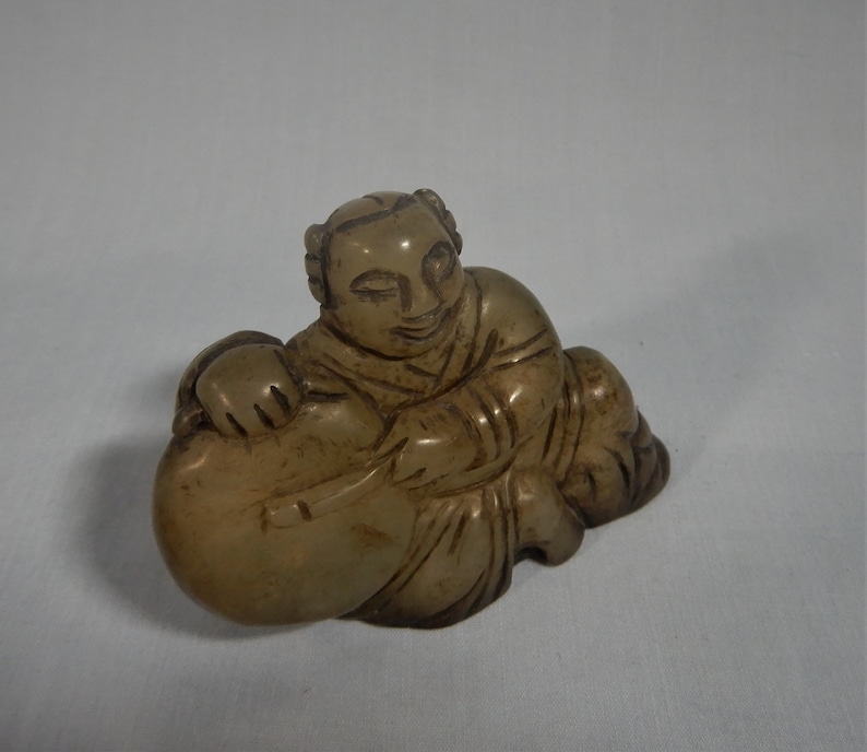 Antique Hand Carved Netsuke Jade Stone Statue OOAK Circa Early - Etsy