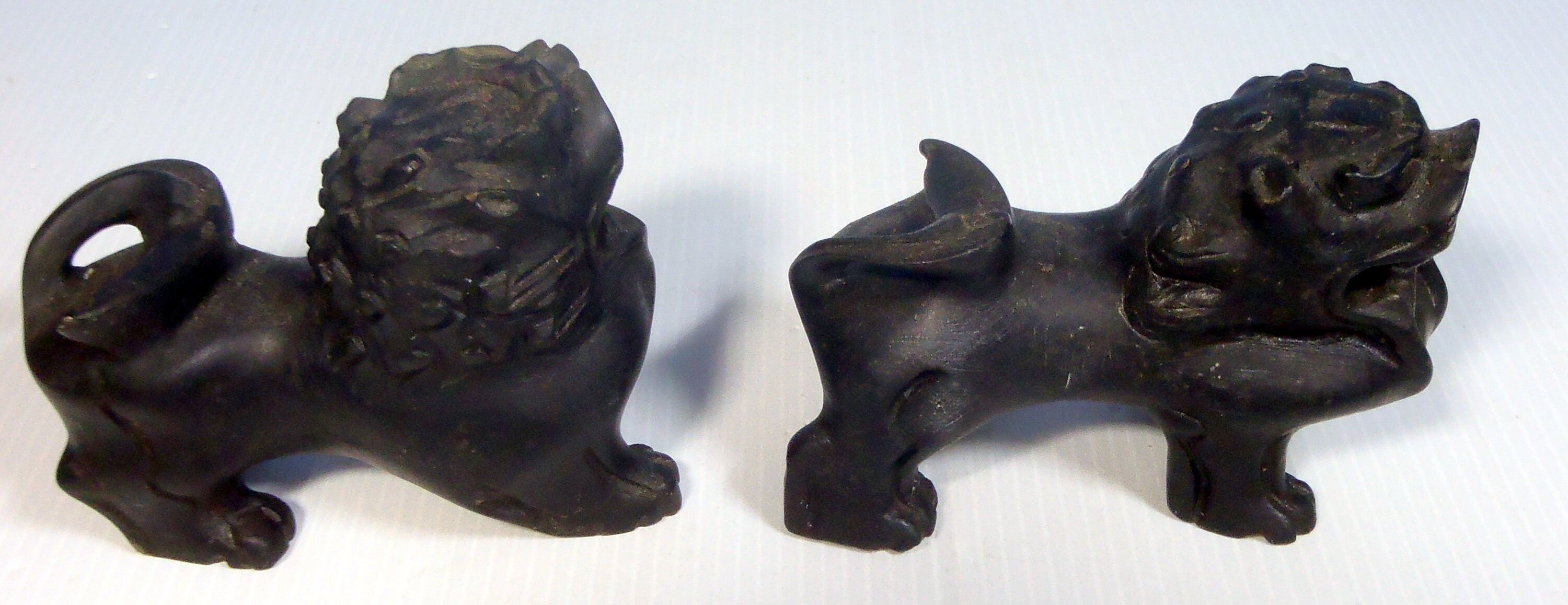 Antique Rare Shoushan Stone Foo Dogs Pair Hand Carved Wood | Etsy