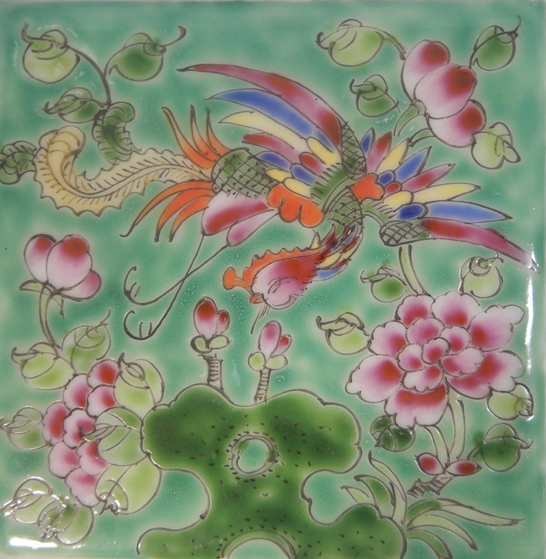 Vintage Peranakan Wall Tiles One Pair Hand Crafted Phoenix - Etsy