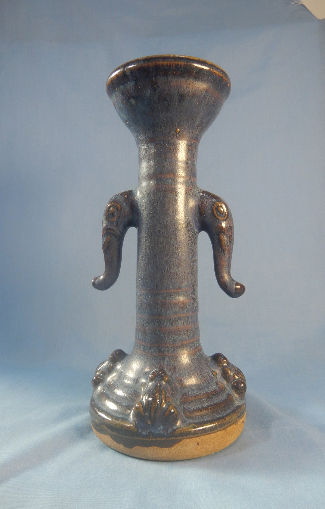 Chinese Antique Ceramic Vase Elephant Handles Frogs Motif Design Qing ...