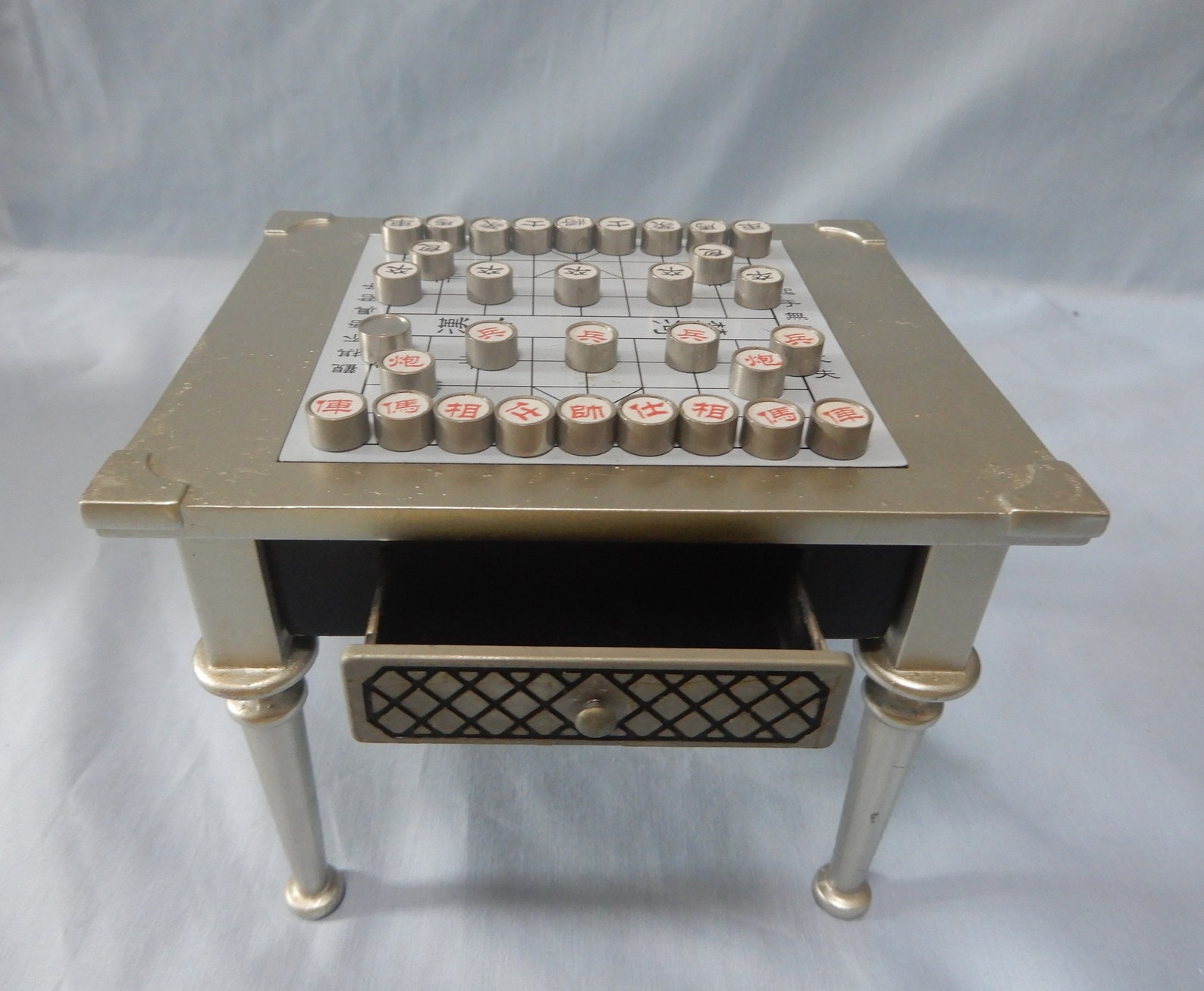 Antique Metal Chinese Chess Set Table With Drawers Circa Mid - Etsy