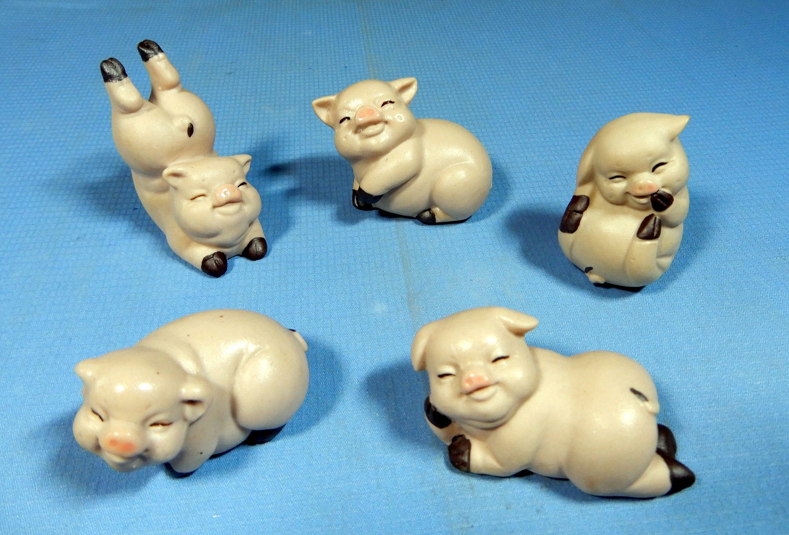 Vintage Rare Retired Ceramic Pigs Set of 5 Collectable Cute | Etsy