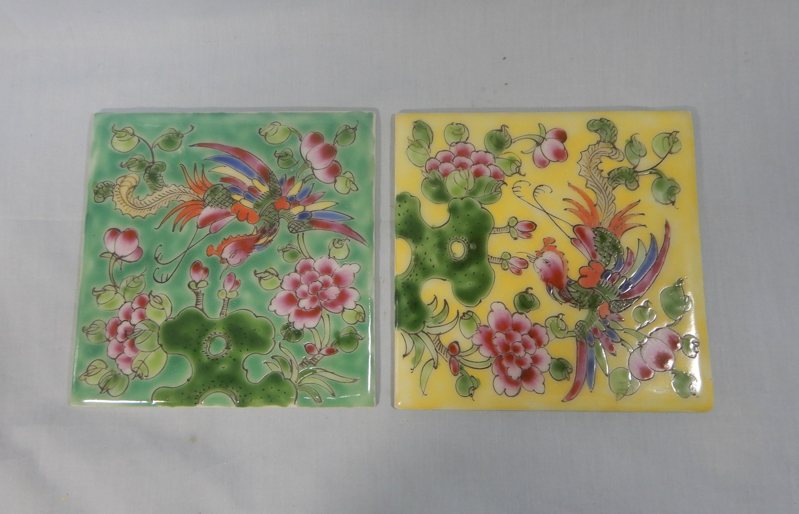 Vintage Peranakan Wall Tiles One Pair Hand Crafted Phoenix - Etsy