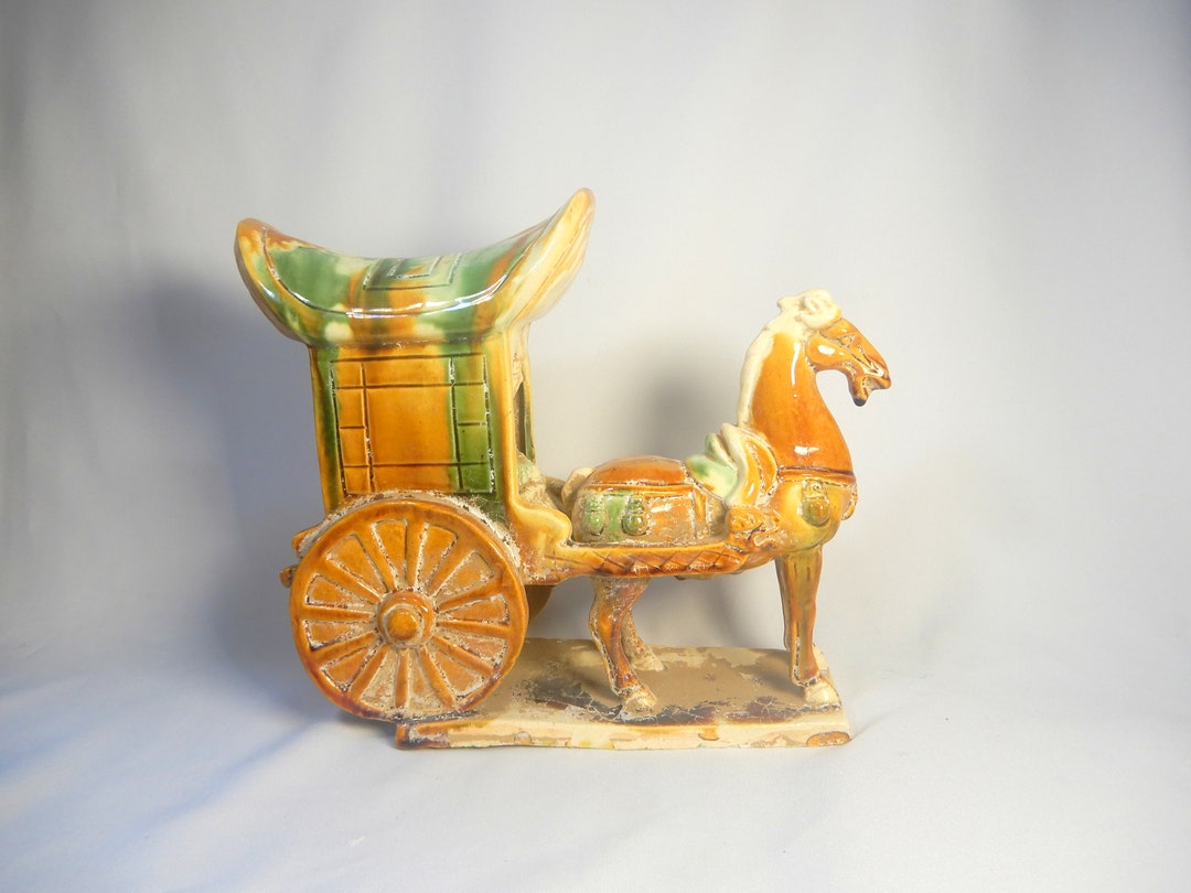 A Tang Style Sancai Tricolor Glazed Terracota Horse Drawn Carrage - Etsy