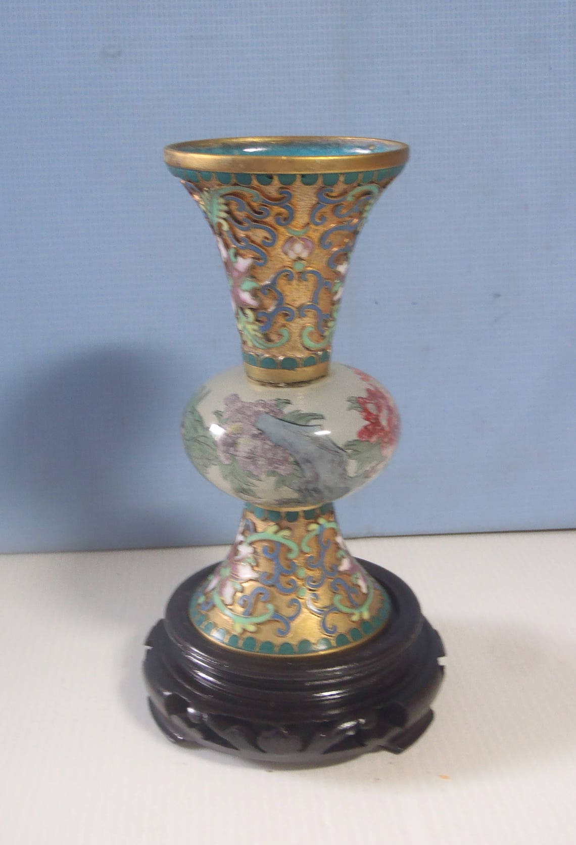 Vintage Rare Hand Crafted Beijing Cloisonne Vase Inside Glass Painting ...