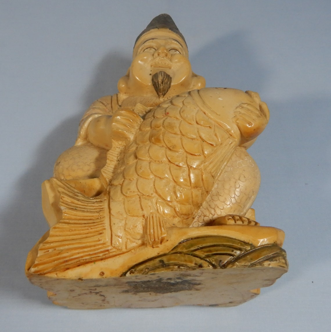Vintage Japanese netsuke resin Ebisu God of Sea good luck | Etsy