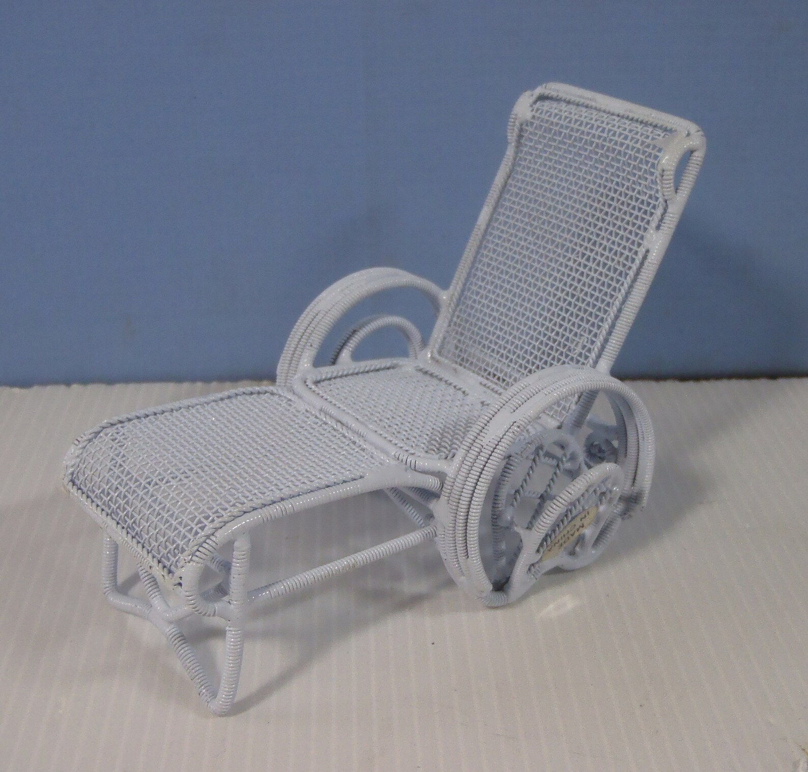 Vintage Dollhouse Miniature White Wire Wicker Chair Set Circa | Etsy
