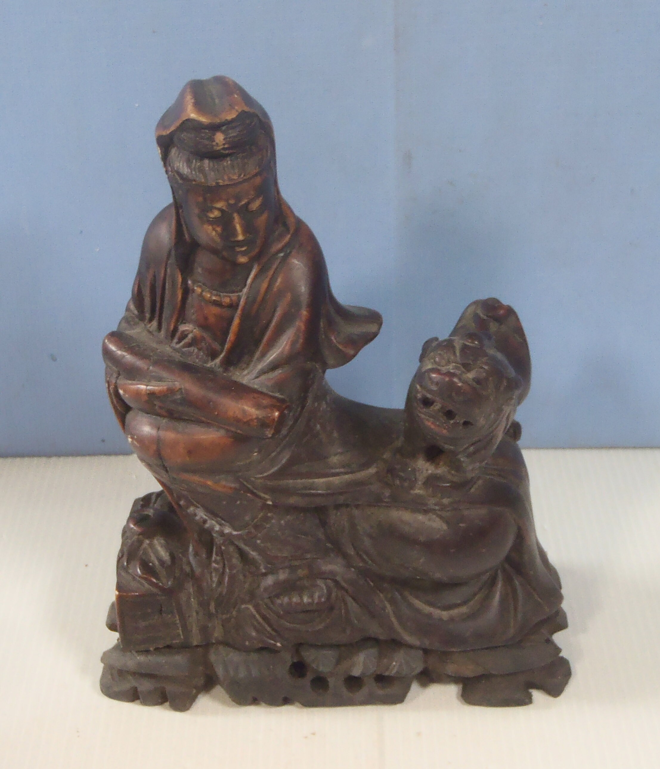 Antique Shoushan Stone Hand Carved Kwan Yin Foo Dog Circa 1920 to 1940 ...