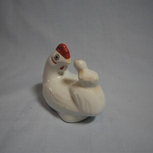 Vintage White Porcelain Chicken Pair Hand Crafted Hand Painted Mid ...