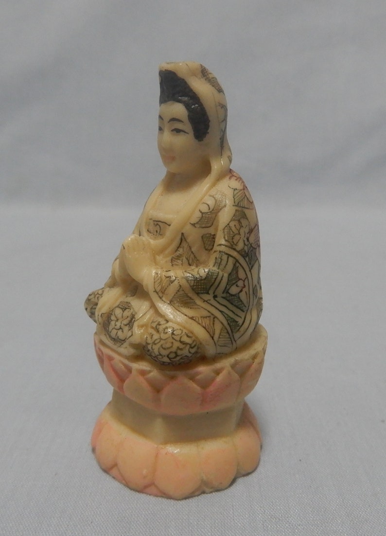 Vintage Hand Carved Japanese Netsuke Buddha Kannon Statue Late - Etsy