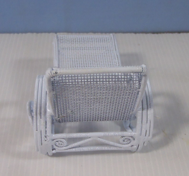 Vintage Dollhouse Miniature White Wire Wicker Chair Set Circa | Etsy