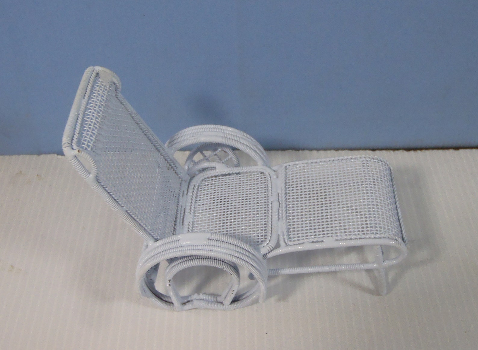 Vintage Dollhouse Miniature White Wire Wicker Chair Set Circa | Etsy