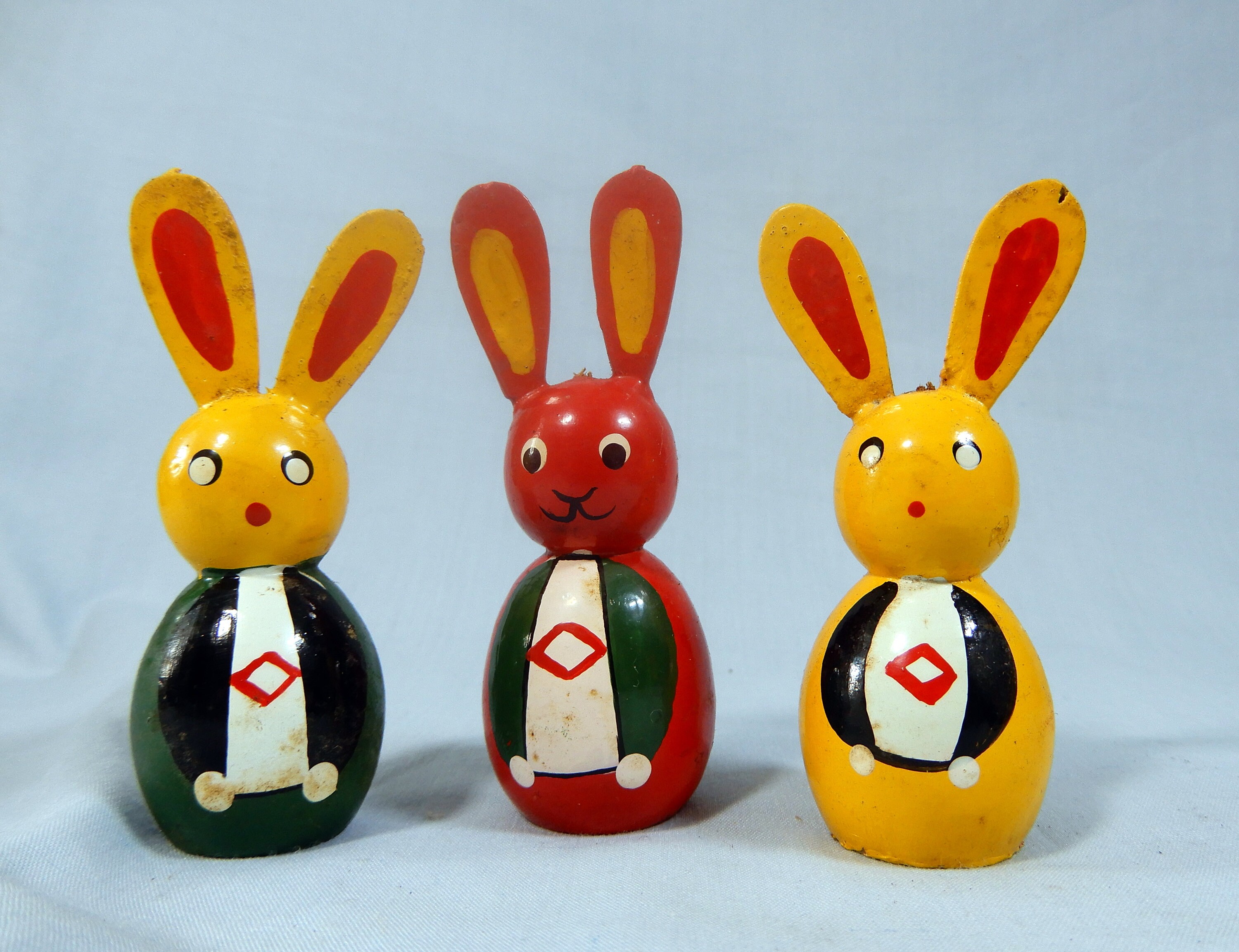 Vintage Hand Painted Wooden Bunny Rabbits Set of 6 Unused - Etsy UK