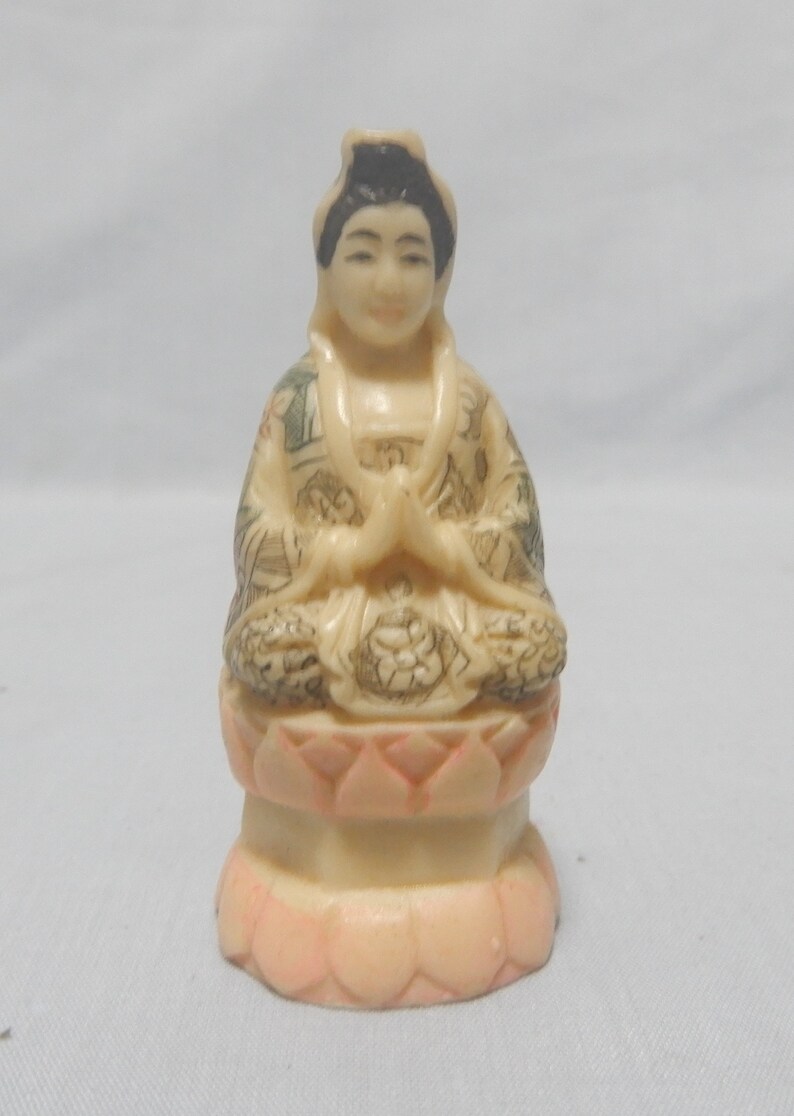 Vintage Hand Carved Japanese Netsuke Buddha Kannon Statue Late - Etsy