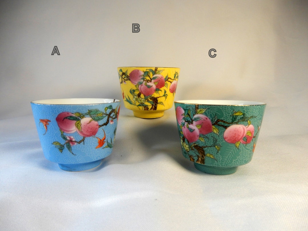 Vintage Chinese Famille Rose Porcelain Cups Set of 3 Pump Blossoms ...