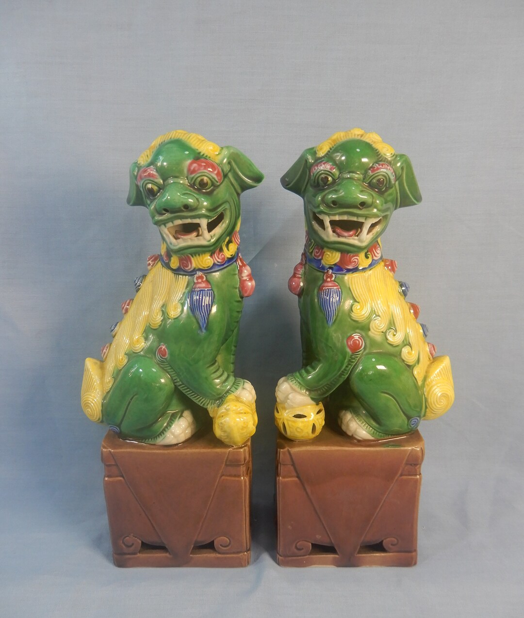 Auspicious Porcelain Foo Dogs Pair Feng Shui Blessing Hand Crafted - Etsy