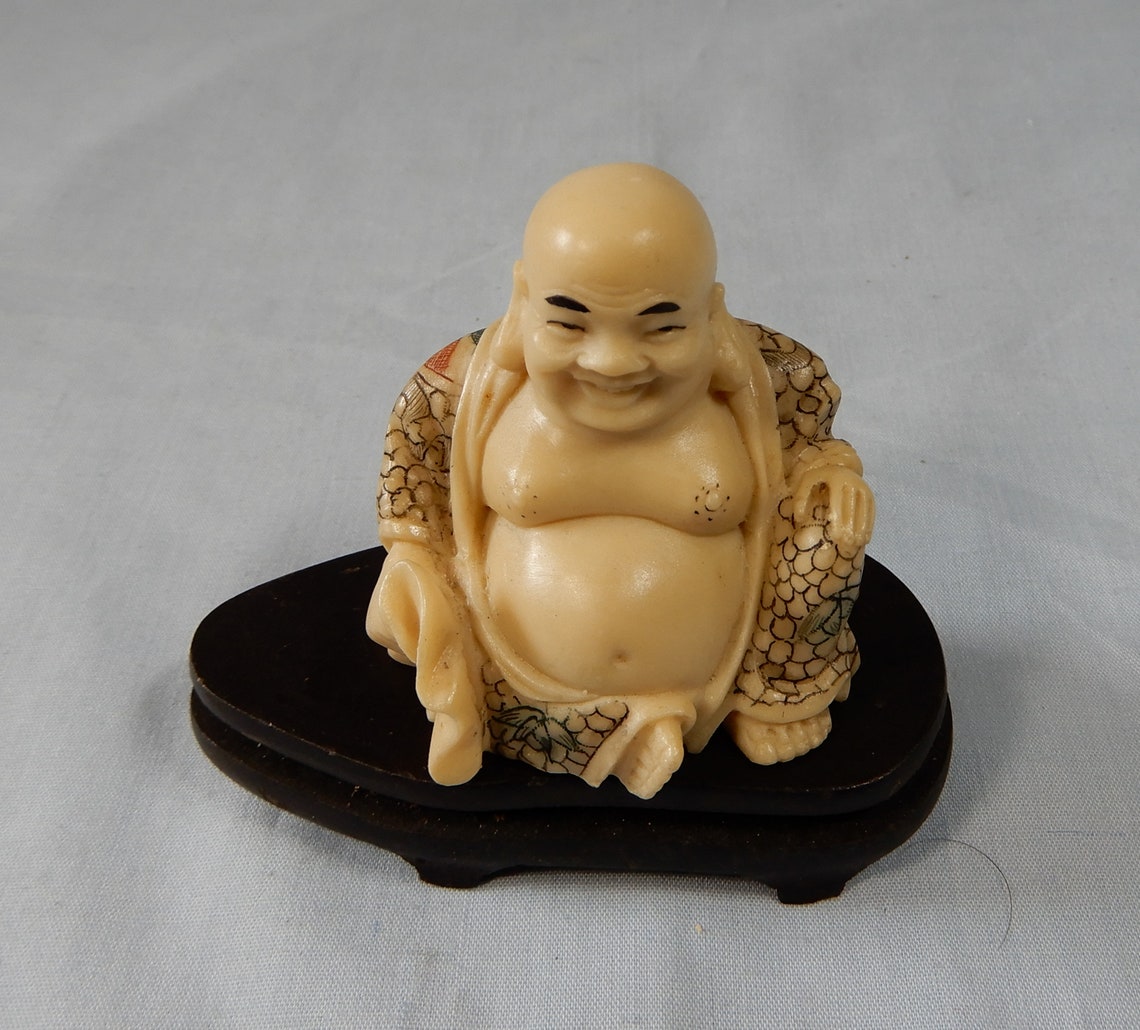 Vintage Hand Carved Japanese Netsuke Buddha Statue Late 1900s | Etsy