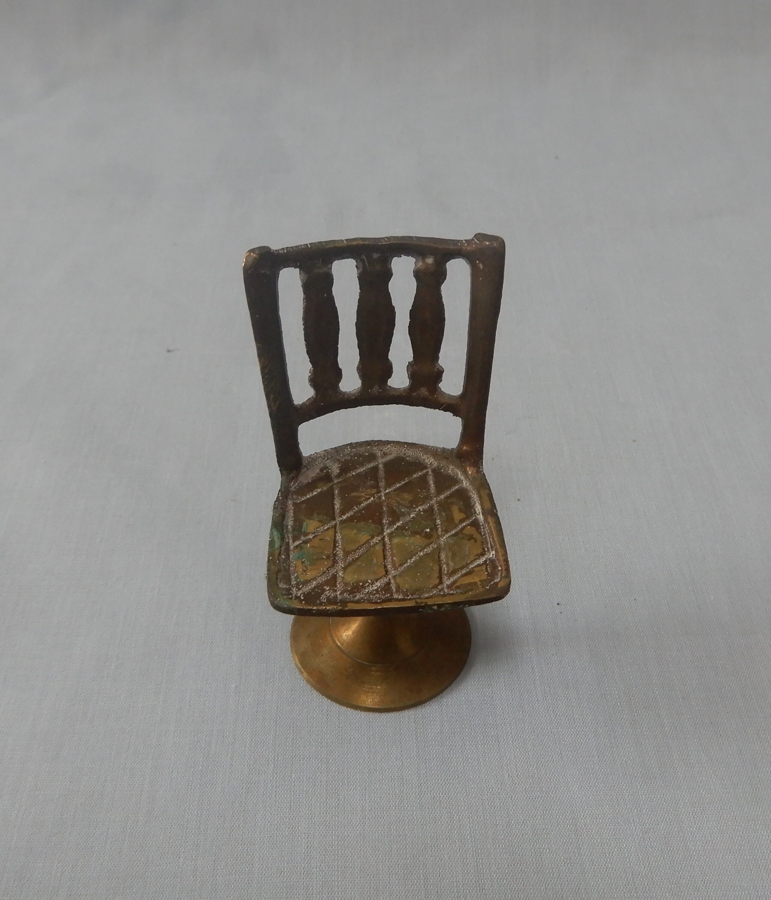 Vintage miniature brass furniture set table 4 chair engravings | Etsy