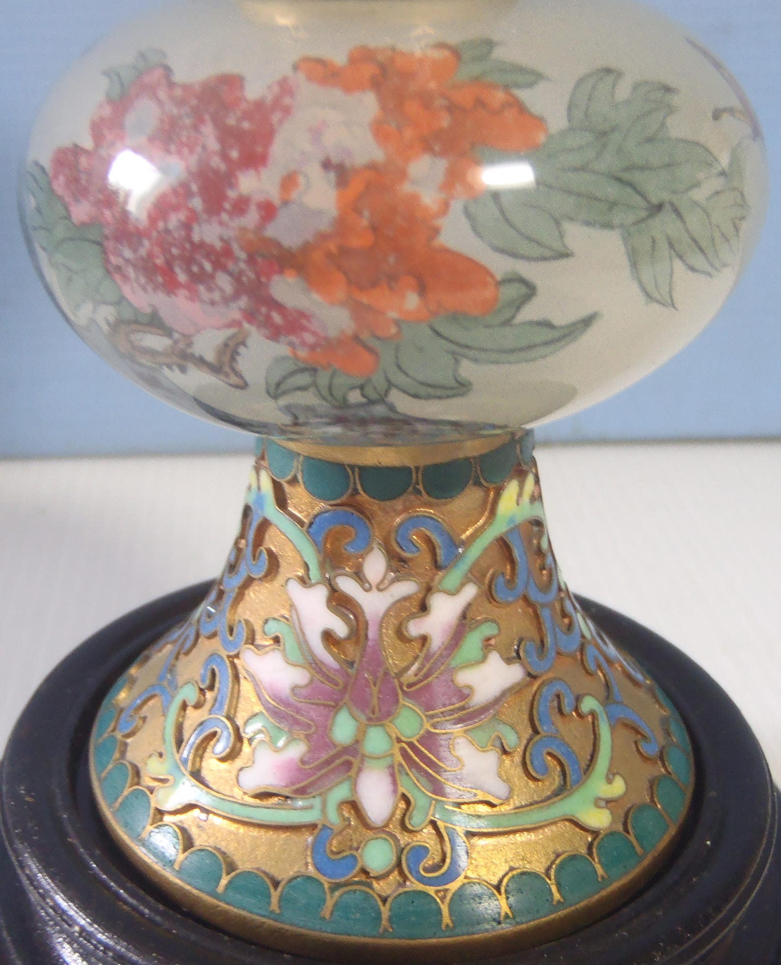 Vintage Rare Hand Crafted Beijing Cloisonne Vase Inside Glass Painting ...