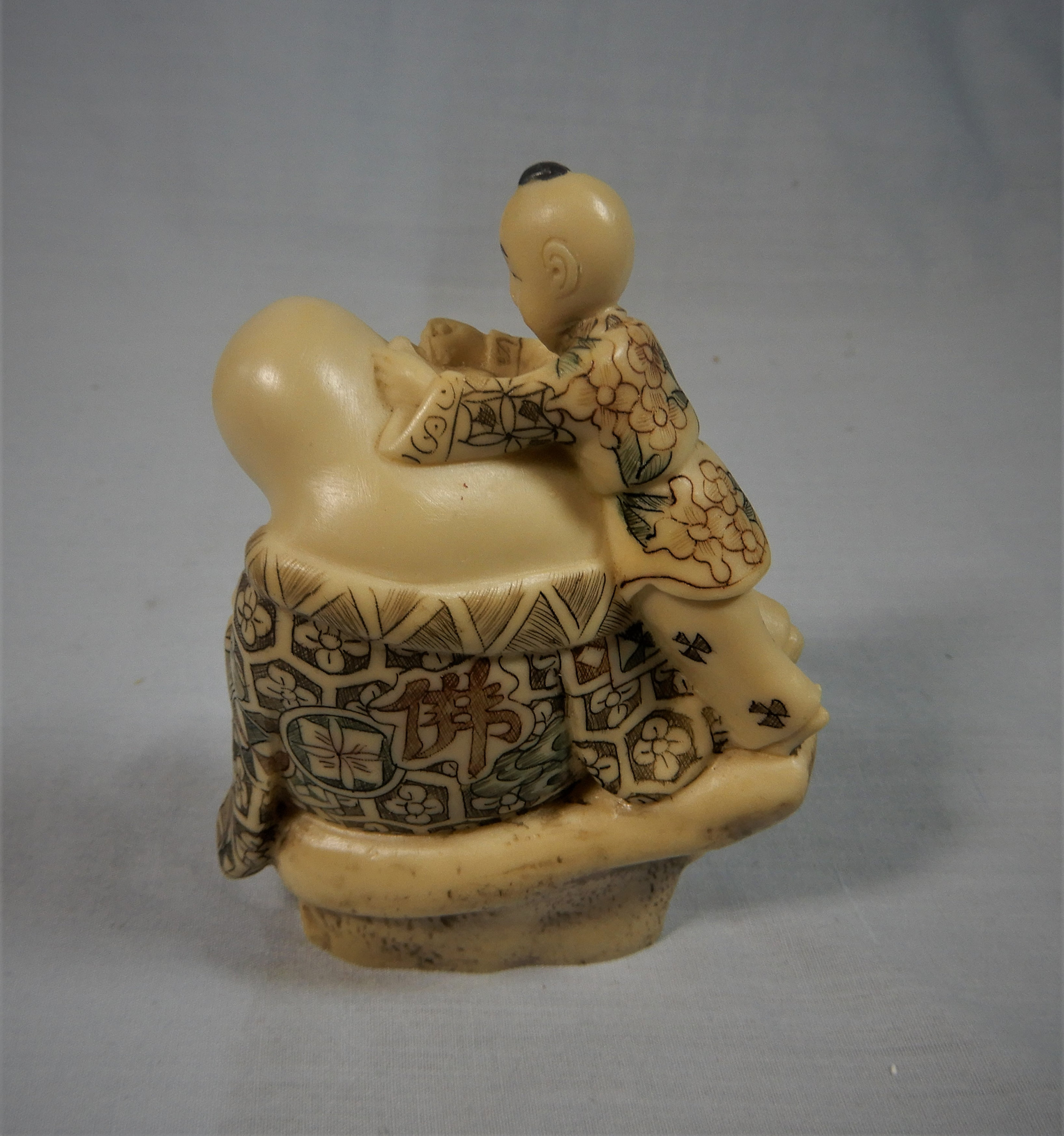 Antique Japanese Netsuke Hand Carved Resin Buddha Children | Etsy