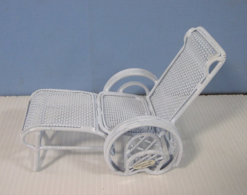 Vintage Dollhouse Miniature White Wire Wicker Chair Set Circa | Etsy